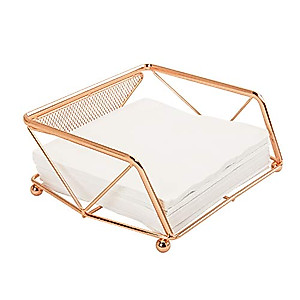 Kitchen Details Geode Free Standing Napkin Holder | Dimensions: 8. 25"x 7"x 3. 25" | Geometric Design | Freestanding | Rust Resistant | Kitchen Accessories | Chrome, Medium, Copper