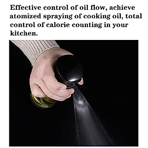 Oil Sprayer for Cooking, 200ml Olive Oil Sprayer Mister, Olive Oil Dispenser, Glass Olive Oil Spray Bottle, Kitchen Gadgets Accessories Canola Oil Spritzer for Salad Making, Baking Frying, BBQ (Black)