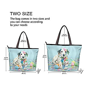 Linqin Women's Shoulder Handbags Tote Purse with Zipper closure A Funny Little Dalmatian Puppy