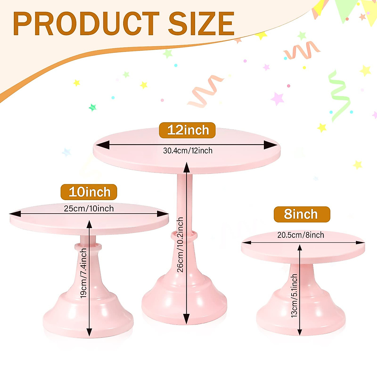 4 Pcs Pink Cake Stand Set Round Metal Cake Stands Metal Cupcake Holder Pink Dessert Table Display Set for Wedding Birthday Party Baby Shower Anniversaries Supplies