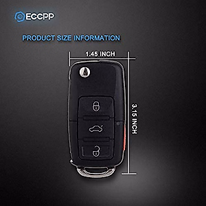 ECCPP Keyless Entry Remote Key Fob for Volkswagen Beetle Golf Jetta Passat 315MHz Uncut 4 Button HLO1J0959753AM HLO1J0959753DC NBG735868T (Pack of 1)