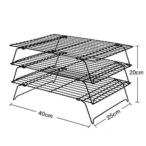 Three-layer Baking Cooling Rack Bread Cooling Rack Cake Rack Baking Tools Black Non-stick Cooling Rack Stackable