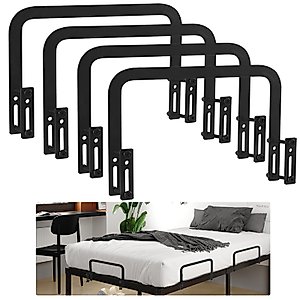 NXN-HOME Mattress Slide Stopper, Metal Mattress Retainer Bar for Adjustable Beds, Mattress Holder in Place to Keep Mattress from Sliding, Metal Mattress Stabilizers for Metal Bed Frame - 4 Pack
