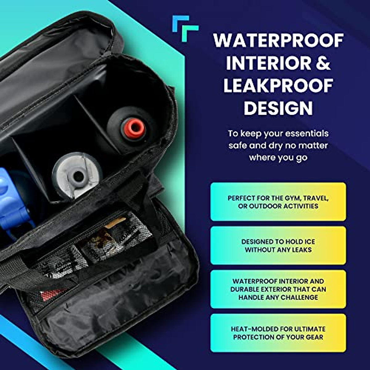 Insulated Cooler Bag - Soft Cooler Bag with Removable Dividers and Leakproof Stitching Fits up to 4 Large Tumbler Bottles - Rugged Cooler Tote Bag for Healthy Nutrition On-The-Go - Shaker Case