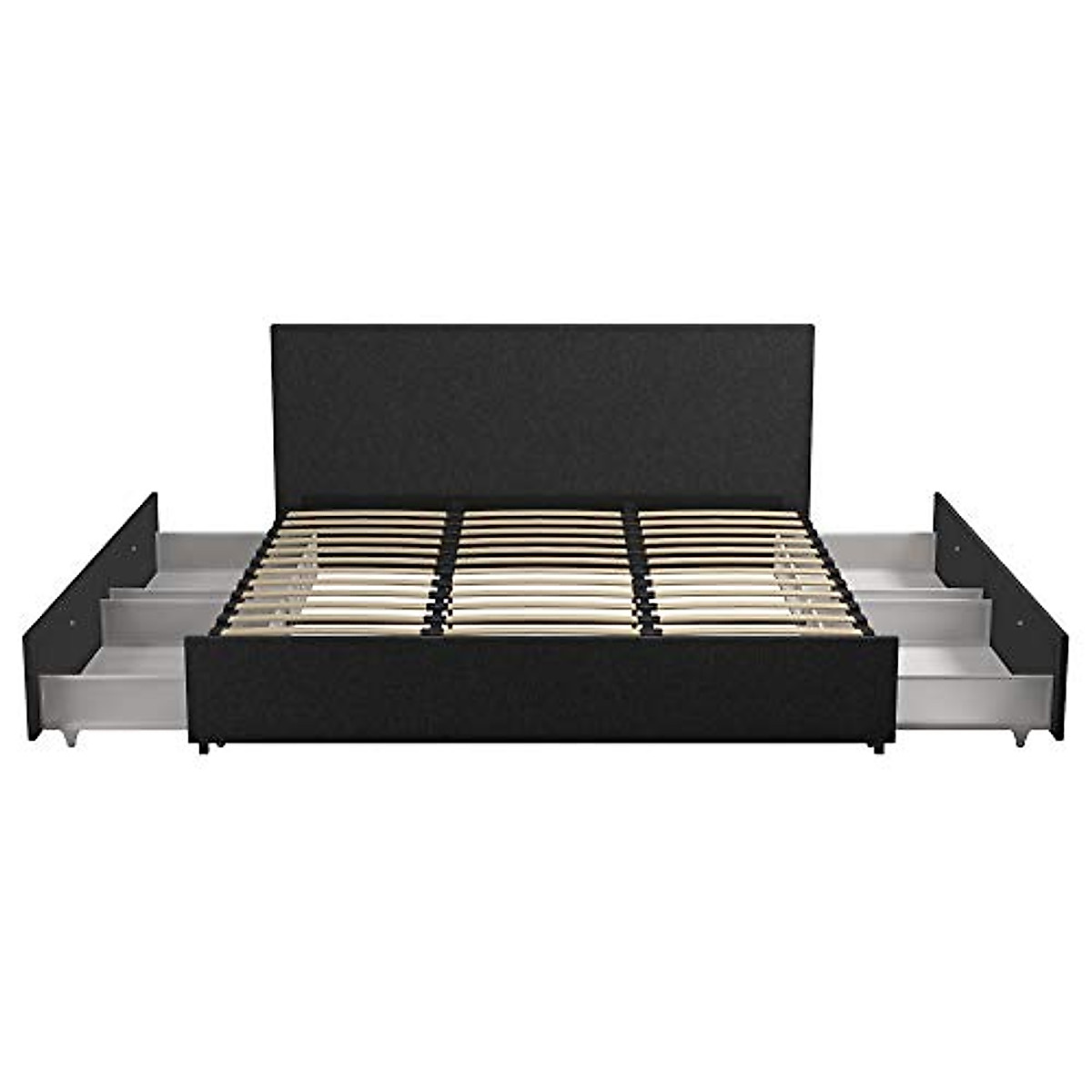 Novogratz Kelly Bed with Storage, King, Dark Gray Linen