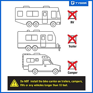 Tyger Auto TG-RK3B203S Deluxe 3-Bike Trunk Mount Bicycle Rack. (Compatible with Most Sedans/Hatchbacks/Minivans and SUVs.)