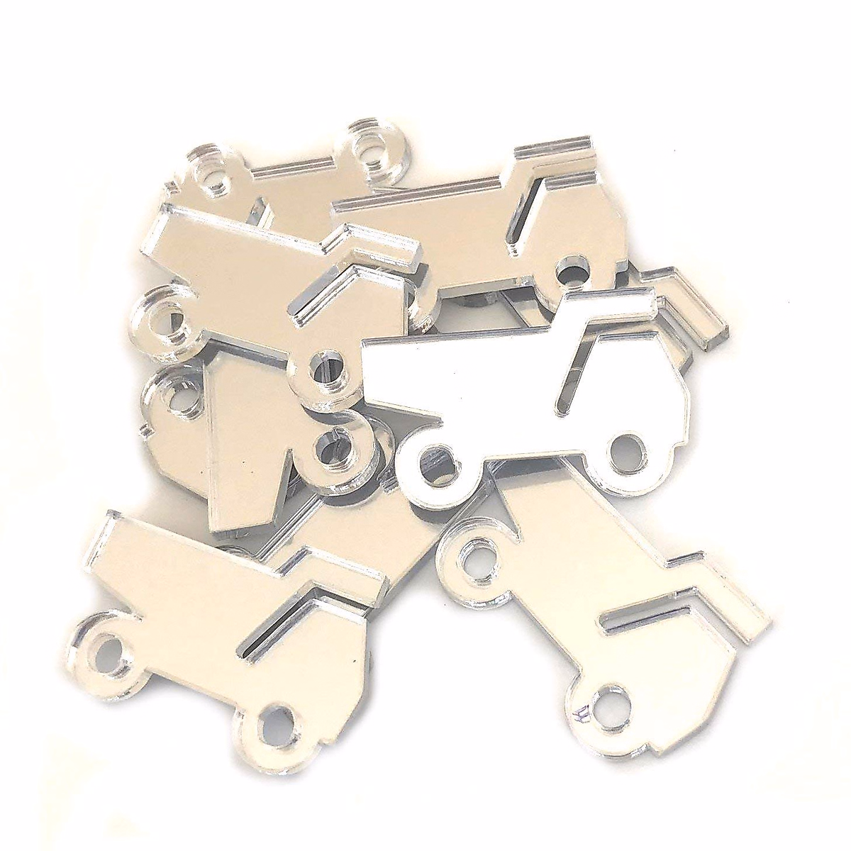 Super Cool Creations Dumper Truck Shaped Crafting Mirrors, Set of 10, Many Colours, Shatterproof Acrylic, Lime Green, Pack of 20 x 2cm