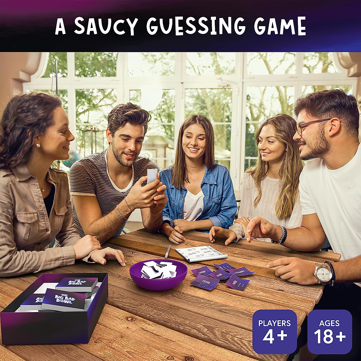 Big Bad Bowl - Ultimate 600 Cards Fun Party Game for Adults, Engaging Icebreakers, Hilarious Group Challenges, Guessing Game, Travel-Friendly, Gifts for Game Night, Ages 18+