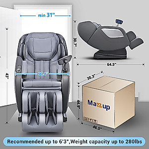 Mazzup Full Body Zero Gravity Shiatsu Massage Chair with Fully Assembled, LCD Screen, Shortcut Keys, USB Charging Port, Heat, for Loved Ones, Parents, Black