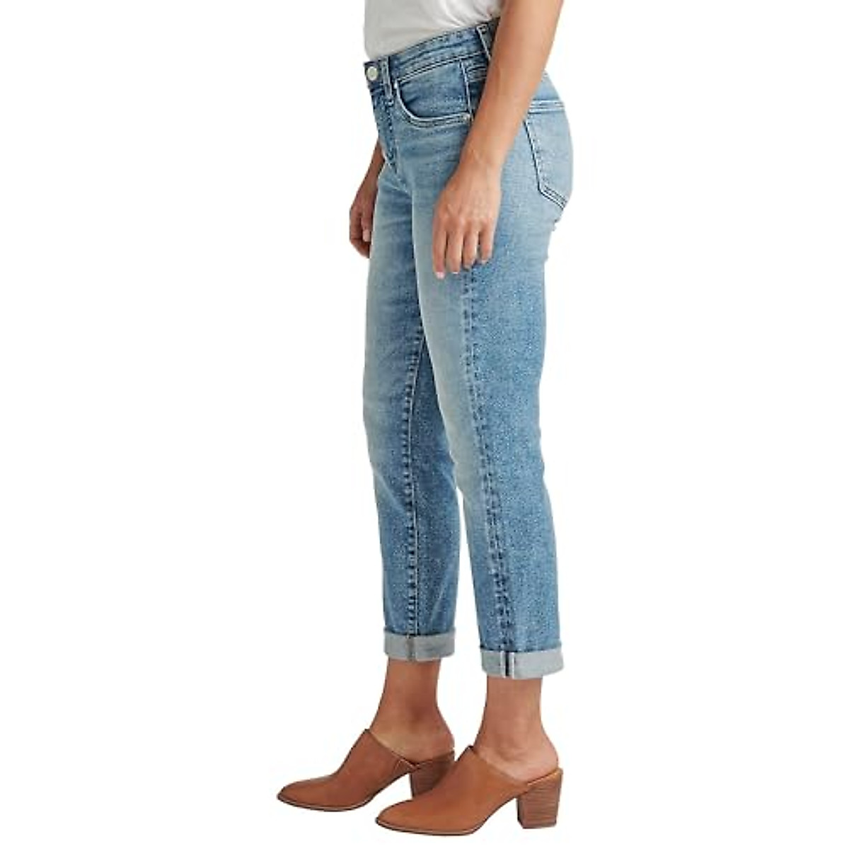 JAG Jeans Women's Petite Carter Mid Rise Girlfriend Jeans, Del Mar, 8 Petite