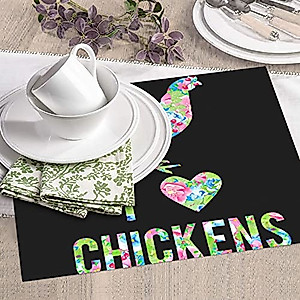 Flower heart chicken Printed Drying Mat For Kitchen Ultra Absorbent Microfiber Dishes Drainer Mats Non-Slip Silicone Quick Dry Pad - 18 X 16inch