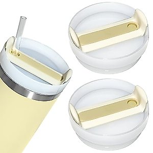 HeyMoly 40 OZ Tumbler Lid Replacement Fit for Stanley, Spill Proof and Splash Resistant Tumbler Covers Fit for Tumbler 40 oz and Coffee Mugs(2 Pack, Cream)