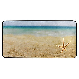 Seashell Kitchen Rugs Starfish in The Beach Non-Slip Kitchen Mats Bath Runner Rug Doormats Area Mat Rugs Carpet for Home Decor 39" X 20"