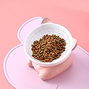 FUUIE Bowls for Food and Water Cat Bowl Ceramic Foot Bowl Cat Food Bowl Cat Food Bowl Pet Bowl Cat Water Bowl Neck Guard Cat Bowl Pet Accessories Pet Supplies (Color : Blue)