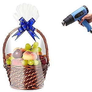 Morepack Shrink Wrap Bags for Gift Baskets,20x28 inches Clear PVC Heat Shrink Bags Cellophane Wrap for Packaging,Gift Wrapping 20 Pack
