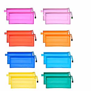 JM-capricorns 36pcs 9 x 4-1/2 inches Big Capacity Waterproof Plastic Double Layer Zipper File Bags zipper pouches Invoice Pouches Bill Bag Pencil Pouch Pencil Case Pen Bag (10 Colors)