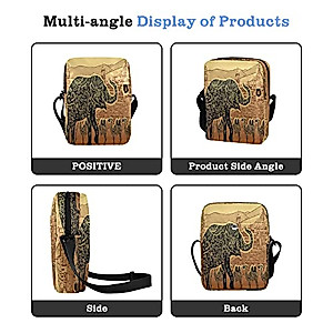 Silhouette Elephant Camel Ethnic Crossbody Bag For Women And Men Shoulder Bag Hobo Bag With Multiple Pockets Messenger Shoulder Bags