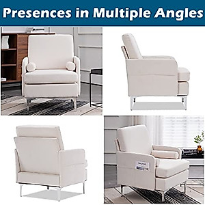 VINGLI 25" W 23" D Beige Accent Chairs Set of 2, Comfy Cross Legged Reading Chairs Upholstered Cozy Sofa Armchairs Corner Sitting Chairs Modern Office Chairs for Living Room, Bedroom, Reception