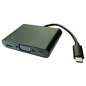 Value 12993201 usb3.1 Display Adapter – Type C to VGA + USB 3.0 A Type C (Power Delivery) Black