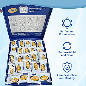 EENET Clinix - 24 Pack of Washing Machine Cleaner Tablets for Front Load & Top Load Washer - Deep Cleaning Washer Machine Remove Odor