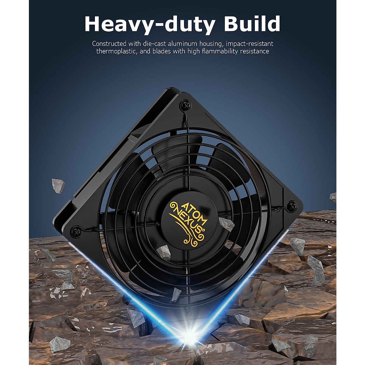 ATOM NEXUS AC Axial Fan AN1225, 120V Computer Fan with AC Plug, Quiet Muffin Fan, 120mm x 25mm Computer Cooling Fan for DIY Cooling Ventilation Exhaust Projects