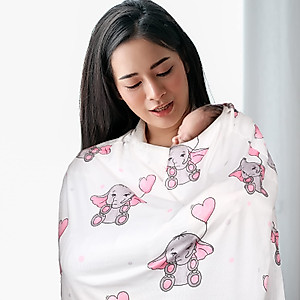 Timtin Baby Car Seat Cover Baby Car Seat Canopy Stretchy Elephant Nursing Cover Carseat Canopy for Babies Breastfeeding and Car Seat Multi Use Shopping Cart Cover High Chair Cover