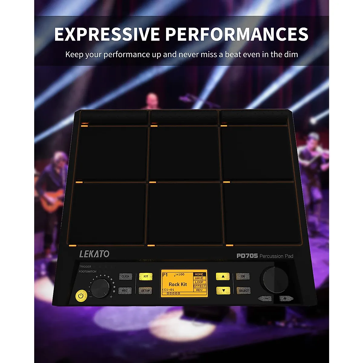 LEKATO Percussion Sample Pad, Electric Drum Pad with 9 Velocity-Sensitive Drum Pad, 592+ Sounds, Electronic Drum Set Pad Multipad with MIDI out, USB MIDI, AUX, Looper, Metronome, Trigger inputs