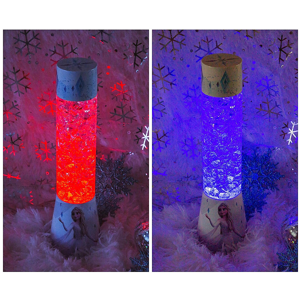 Ukonic Disney Frozen 2 Elsa Glitter Lamp | LED Light, Bedside Table Lamp for Desk | Home Decor Accessories and Room Essentials | Official Disney Princess Collectible | 12 Inches Tall