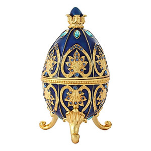 QIFU Easter Egg Style Enamelled Trinket box Hinged Unique Gift for Family
