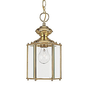 Sea Gull Lighting 6008-02 Classico Outdoor Semi-Flush Mount Convertible Pendant Outside Fixture, One - Light, Polished Brass