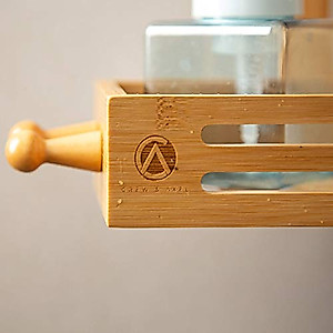 Crew & Axel Bamboo Hanging Shower Caddy Rustproof Made from Natural Bamboo 2 Level Storage Organizer Waterproof & Anti Stain - Over The Shower Head Caddy 27" x 11" x 5"