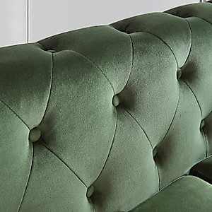 WILLIAMSPACE 80" Classic Chesterfield Sofa Couch for Living Room, 3 Seater Tufted Sofa with Scroll Arms, Upholstered Couch Furniture for Apartment Office, Fabric (Green)