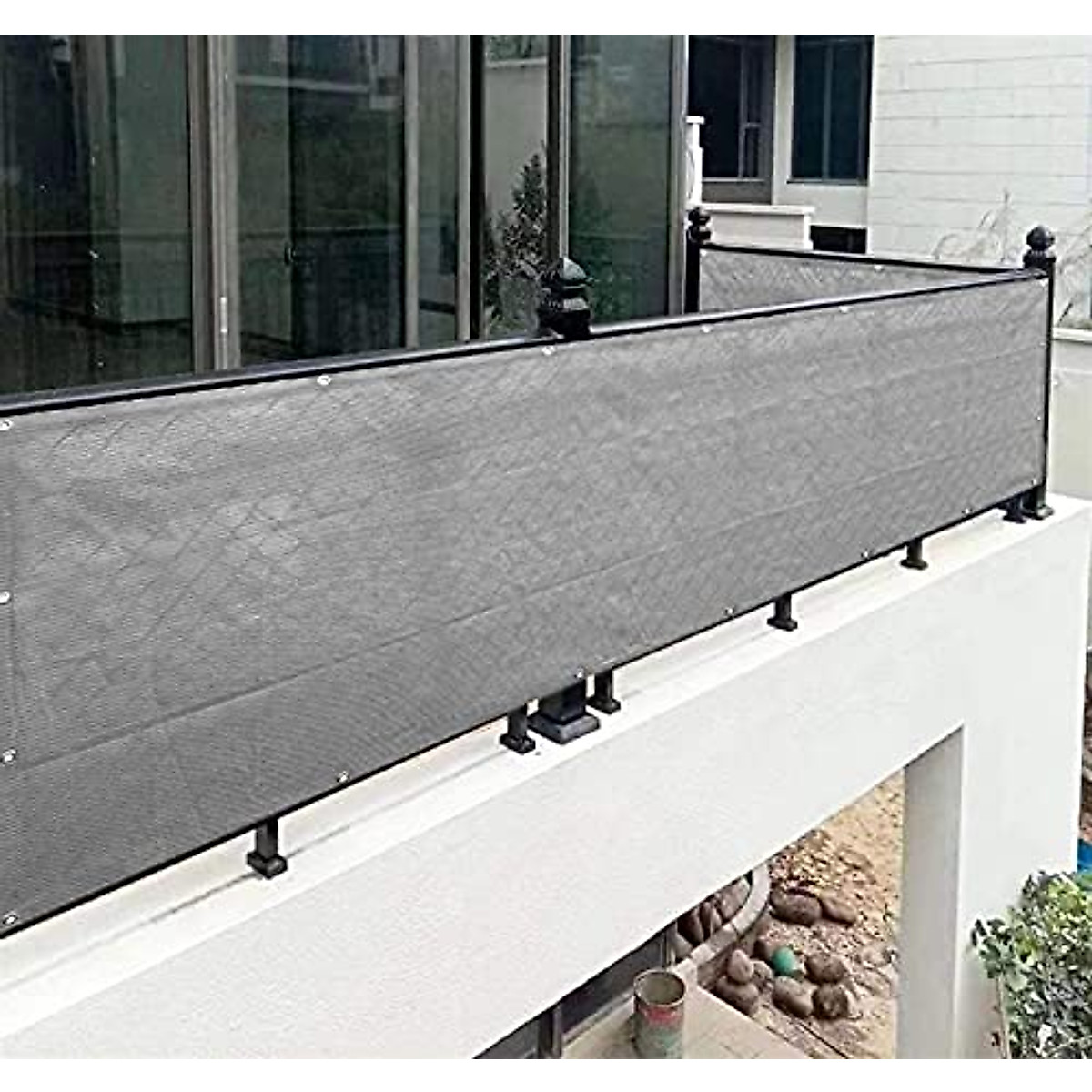 ALBN Balcony Privacy Screen Fence Windscreen Anti-UV with Metal Holes for Outdoor, Backyard, Patio, Balcony Covering, Height 80/90/100/110cm (Color : Gray, Size : 80x600cm)