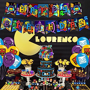 Geometry Dash Birthday Party Decorations ,Geometry Dash Birthday Party Favor with Banner, Ballons,Cake Topper, Cupcake Toppers for Boys Girls Fans Geometry Dash Party Supplies