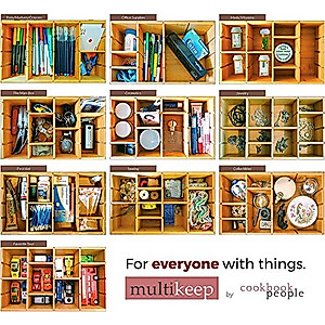 Cookbook People Multikeep Adjustable Tea Box 128 Tea Bag Storage Organizer Bamboo Latching Lid (Tea Filigree)