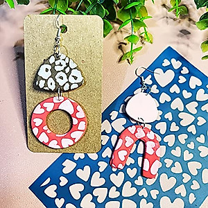 4Pcs Polymer Clay Silk Screen - Silk Screen Stencils for Polymer Clay - Reusable Silkscreen Print Kit - Printing on Clay Jewelry Clay Earrings - Silkscreen Stencil for Polymer Clay Earrings