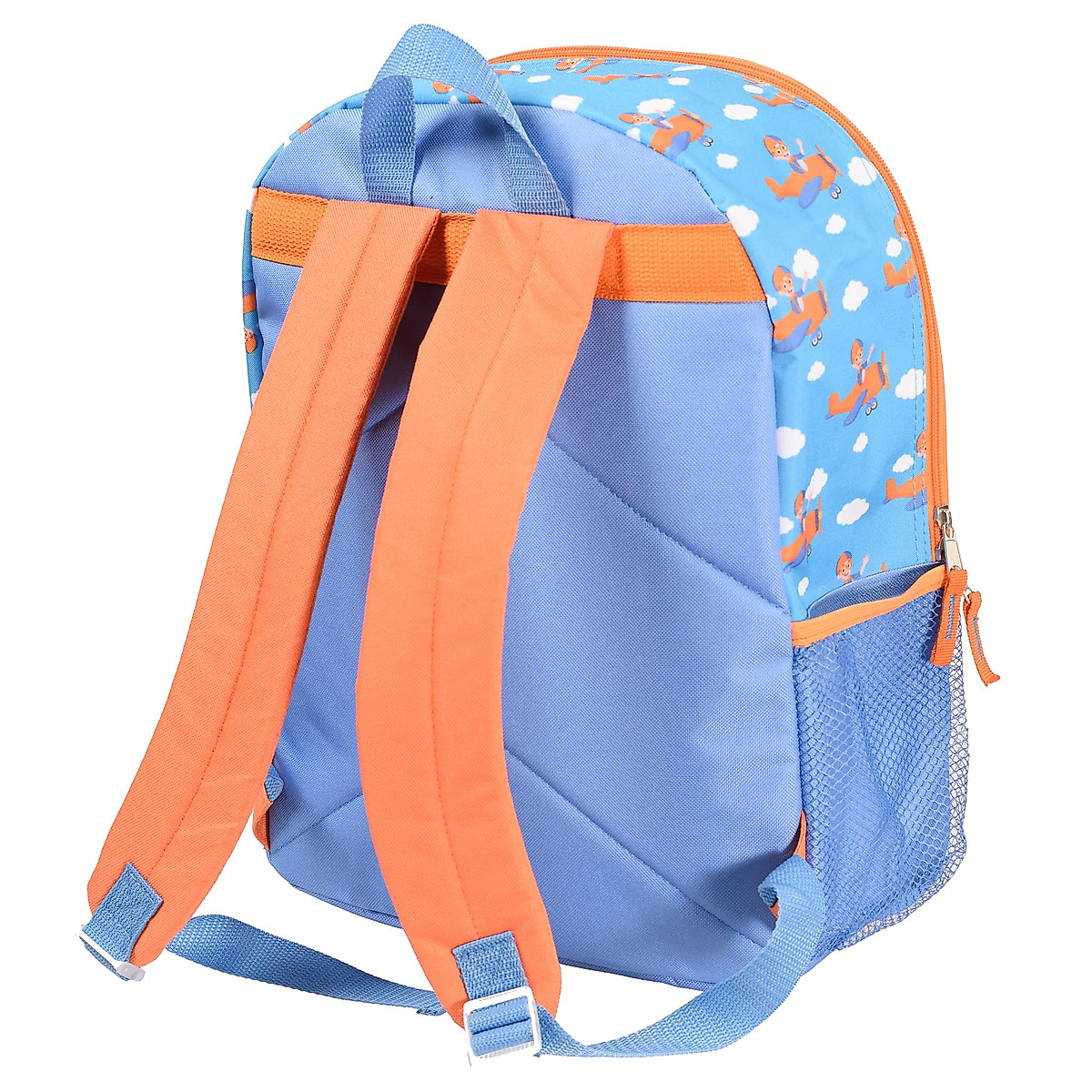 AI ACCESSORY INNOVATIONS Blippi Girls & Boys Toddler 4 Piece Backpack Set, Kids School Travel Bag with Front Zip Pocket, Mesh Side Pockets, Insulated Lunch Box, Water Bottle, and Squish Ball Dangle