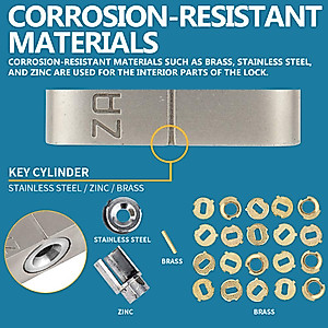 Zarker keyed Alike Padlocks, Heavy Duty Stainless Steel Shackle Lock, Waterproof and Rustproof Storage, Warehouses, Garage, Outdoors, J45S, 4-Pack