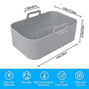 Air Fryer Silicone Liners-2Pcs Air Fryer Silicone Pot Reusable Silicone Air Fryer Liners Food Safe Non Stick Air Fryer Basket Accessories Replacement Baking Tray for Ninja Dual Dz201 Dualzone