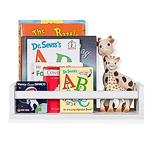 Wallniture Madrid White Bookshelf for Nursery and Kids Room Decor, Sturdy Wood Toy Storage Organizer Kids Bookshelf