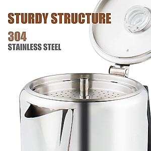 APOXCON Multi Use Coffee Percolator with Heat Resistant Glass Knob & Antiflaming Silica Handle Stainless Steel Coffee Maker Using On any Stovetop Induction Stove Electric Stove Campfire Stove 6 Cup