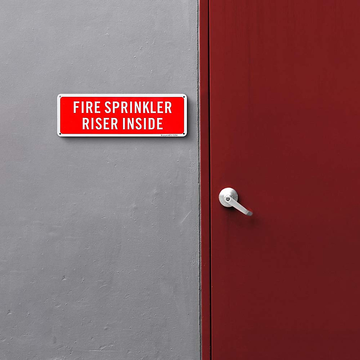 Fire Sprinkler Riser Inside Sign, 12"x 4" .04" Aluminum Reflective Sign Rust Free Aluminum-UV Protected and Weatherproof