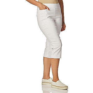 Briggs New York Womens Pull on Capri Pocket Casual Pants, White, 12 US