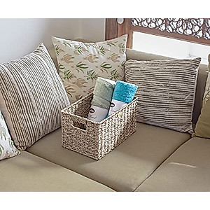ADO Basics Seagrass Wicker Baskets for Organizing with Built-in Handles, Length 13", Width 8.3", Height 7.1", Set of 2