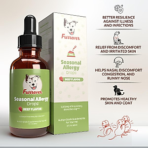 Furrever Dog Allergy Relief Drops - Support Your Pets Immune System During Seasonal Allergies - for Itching, Scratching, and Licking - Allergy Aid for Dogs & Cats - Beef Flavored - 2oz