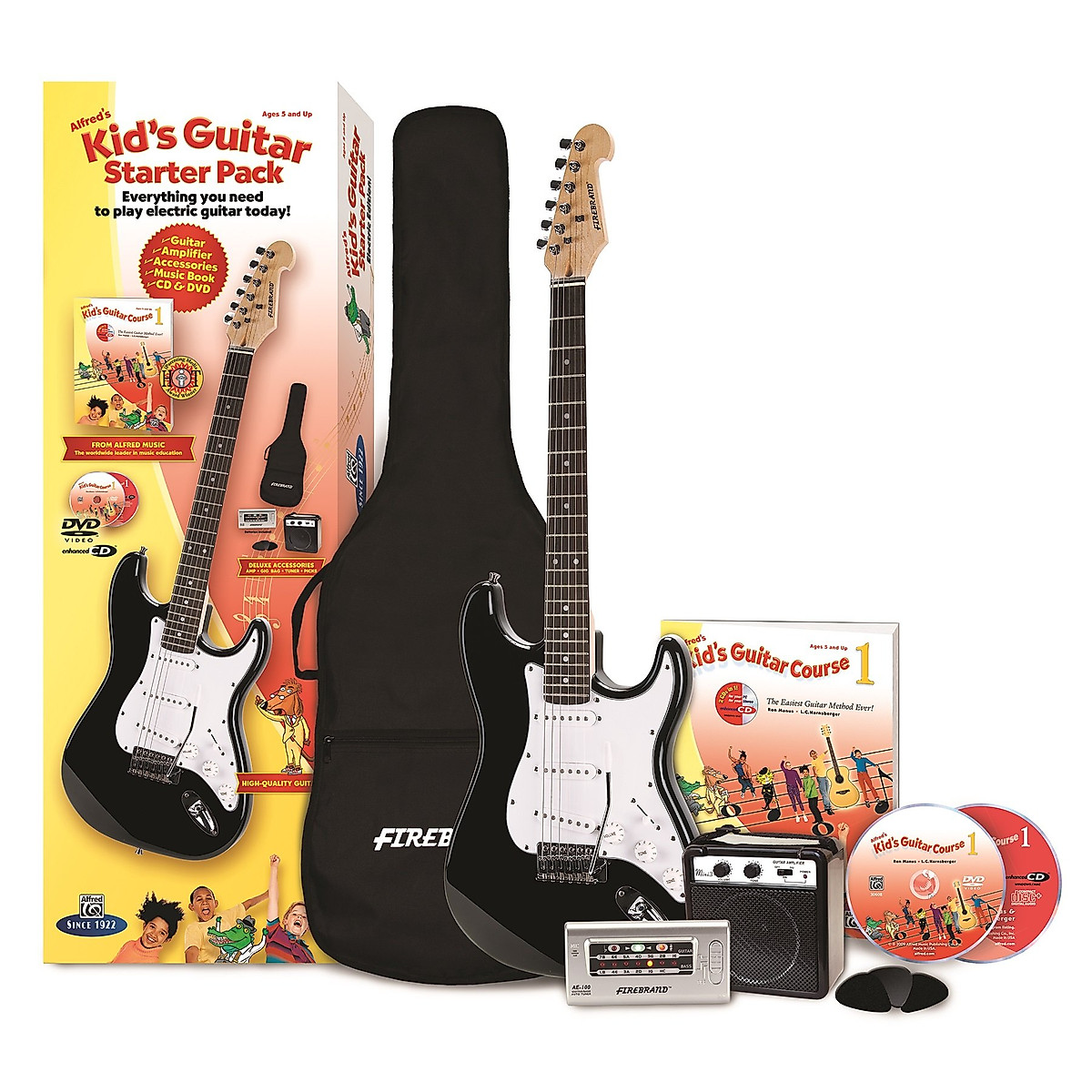 Alfred's Kid's Electric Guitar Course, Complete Starter Pack (Electric Guitar, Amplifier, Lesson Book, CD, DVD, Interactive Software, Tuner, Carrying Case, Picks)