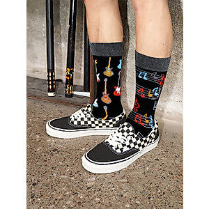 xiaomaizi Men's Funny and Crazy Music Dress Socks Novelty Cotton Casual Cool Crew Scoks for Men Size 9-12 (4 Pairs)