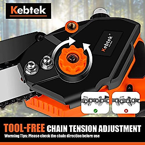 Kebtek 8 Inch Mini Chainsaw Cordless, Electric Chainsaw with Brushless Motor, 21V Portable Battery Chainsaw Hand Held Chain Saw for Tree Trimming Branch Wood Cutting