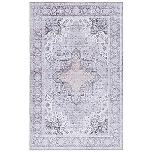 SAFAVIEH Tucson Collection Area Rug - 3' x 5', Sage & Ivory, Persian Medallion Design, Machine Washable Ideal for High Traffic Areas in Living Room, Bedroom, Dining (TSN105W-3)