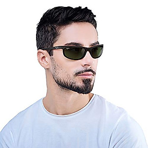 Ray-Ban Unisex Rectangular Sunglasses Black Frame Green Lens